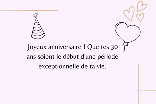 texte et message original pour anniversaire 30 ans - questions à poser