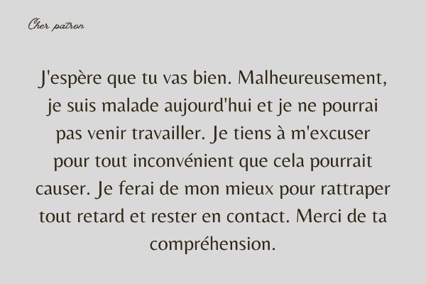 13 exemples sms pour dire je suis malade par mail - questions à poser