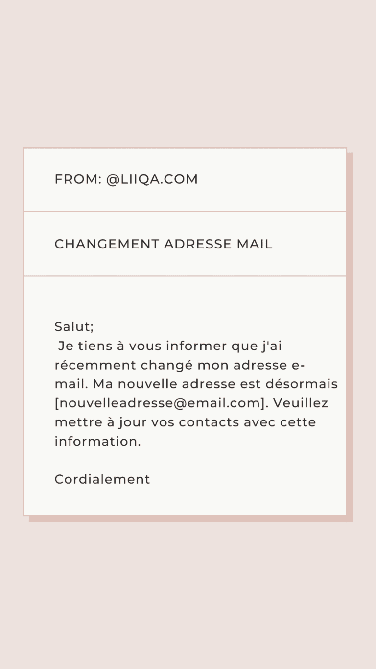 Messages pour informer changement adresse mail - questions à poser